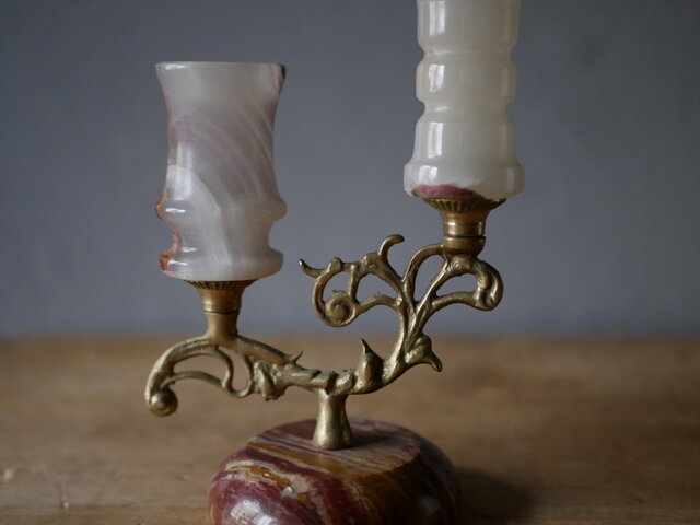 マーブル 2t灯 キャンドルスタンド フランスブロカント アンティークのある生活 | iichi 日々の暮らしを心地よくするハンドメイドやアンティークのマーケットプレイス