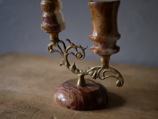 マーブル 2t灯 キャンドルスタンド フランスブロカント アンティークのある生活 | iichi 日々の暮らしを心地よくするハンドメイドやアンティークのマーケットプレイス