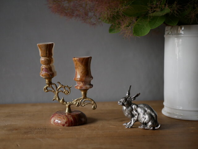 マーブル 2t灯 キャンドルスタンド フランスブロカント アンティークのある生活 | iichi 日々の暮らしを心地よくするハンドメイドやアンティークのマーケットプレイス