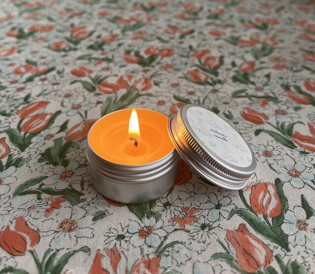 ミツロウのアロマキャンドル ローズ＆ラベンダー＆はちみつの香り | iichi 日々の暮らしを心地よくするハンドメイドやアンティークのマーケットプレイス