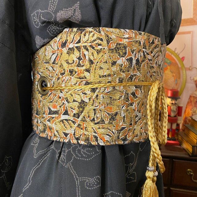 和洋折衷 夏着物リメイク ワンピース ドレス 帯サッシュベルト レトロ 古着 和 モダン SKW-16 | iichi 日々の暮らしを心地よくするハンドメイドやアンティークのマーケットプレイス