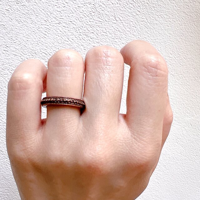 R352-ヴィンテージリング U.K. 1980〜90s Bronze Textured Band Stacking Ring | iichi 日々の暮らしを心地よくするハンドメイドや ...