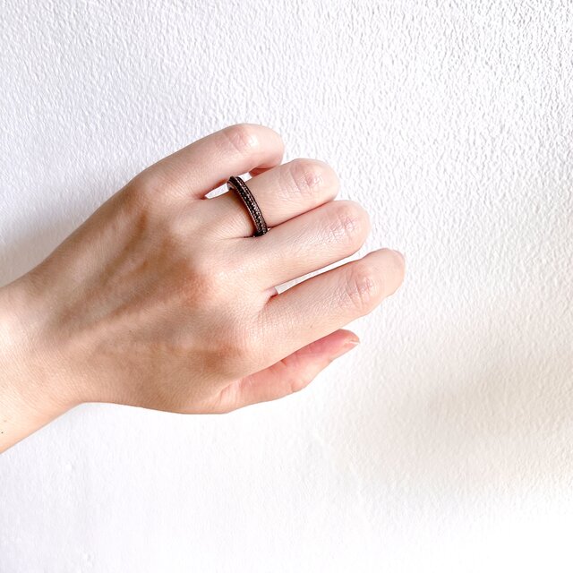 R352-ヴィンテージリング U.K. 1980〜90s Bronze Textured Band Stacking Ring | iichi 日々の暮らしを心地よくするハンドメイドや ...