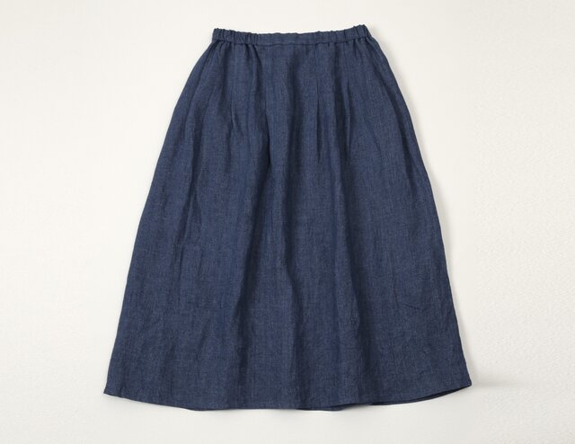 #442タックギャザースカート(インディゴブルー) | iichi 日々の暮らしを心地よくするハンドメイドやアンティークのマーケットプレイス