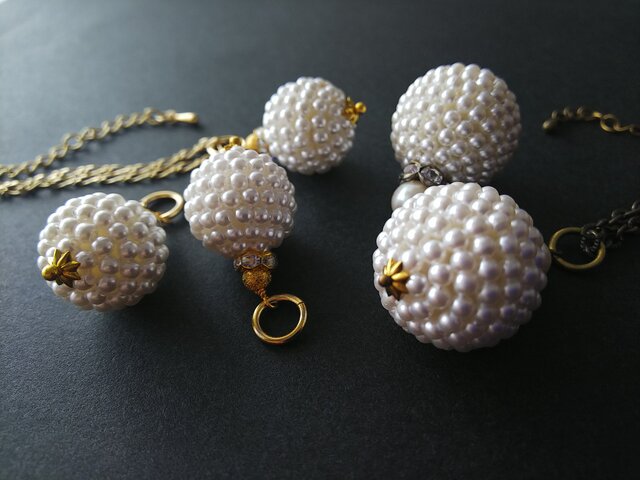 ヴィンテージ Pearlビーズ（16㎜）Goldトーンのネックレス 60㎝ | iichi 日々の暮らしを心地よくするハンドメイドやアンティークのマーケットプレイス