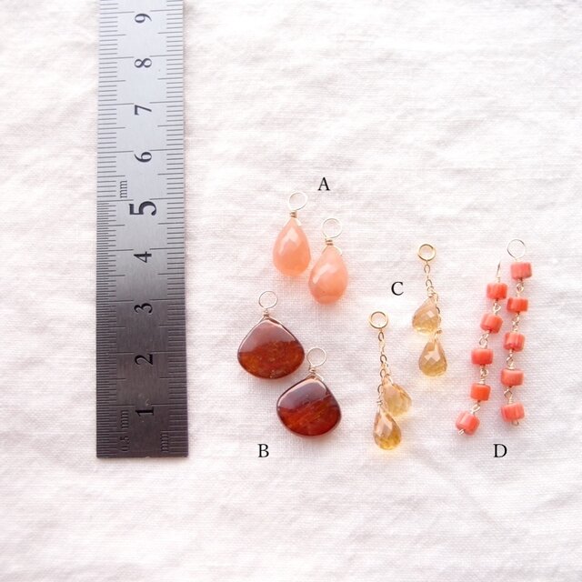 Charm Assortment／Earring【Orange】チャームセット | iichi 日々の暮らしを心地よくするハンドメイドやアンティークのマーケットプレイス