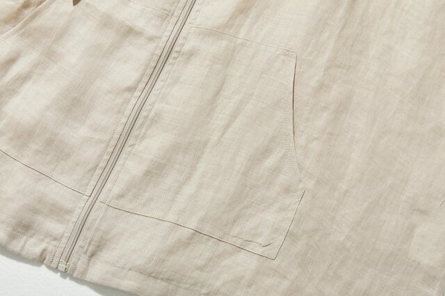 ★新色★涼し気な雰囲気が魅力のリネン素材のブルゾン フード付き ライトアウター ベージュ 230613-8 | iichi 日々の暮らしを心地よくするハンドメイドやアンティークのマーケットプレイス