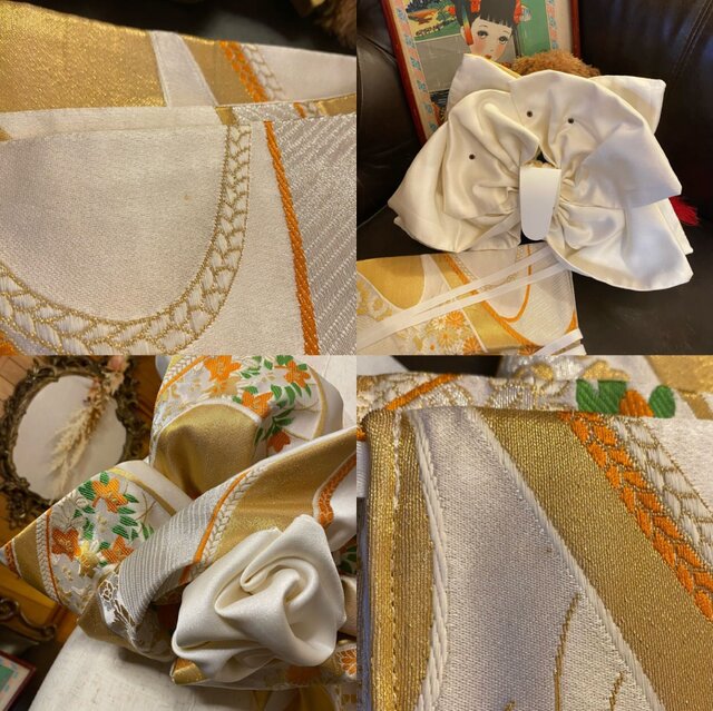 和洋折衷 2部式作り帯 リメイク 和 モダン ハンドメイド レトロ 2B-6 | iichi 日々の暮らしを心地よくするハンドメイドやアンティークのマーケットプレイス