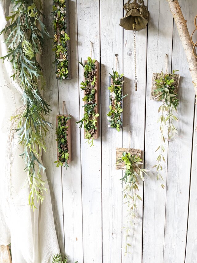 ウォ―ルアート*ウッドボックス(Br/lsize)*フェイクグリーン多肉植物の2way | iichi 日々の暮らしを心地よくするハンドメイドやアンティークのマーケットプレイス