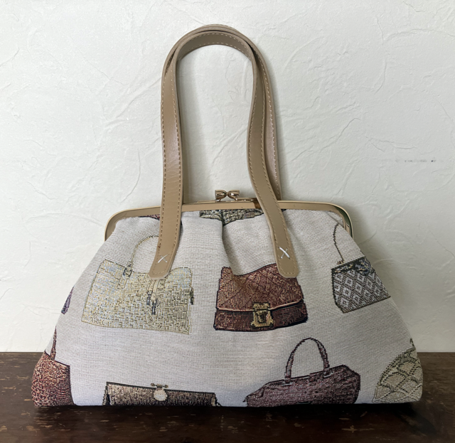 ゴブラン織りがま口♠ハンドバッグ | iichi 日々の暮らしを心地よくするハンドメイドやアンティークのマーケットプレイス