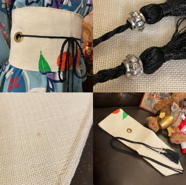 和洋折衷 浴衣 リメイク ワンピース ドレス 夏帯サッシュベルト ポップなかわいいお花柄 W-380 | iichi 日々の暮らしを心地よくするハンドメイドやアンティークのマーケットプレイス