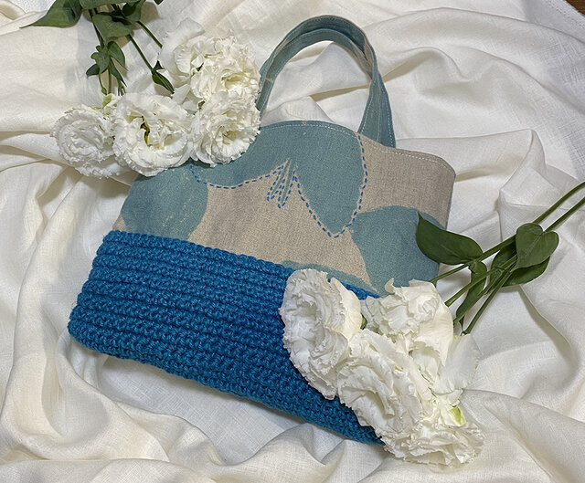 夏セール☆ミナペルホネンのモチーフ「slow dance」＋麻編みかばん | iichi 日々の暮らしを心地よくするハンドメイドやアンティークのマーケットプレイス