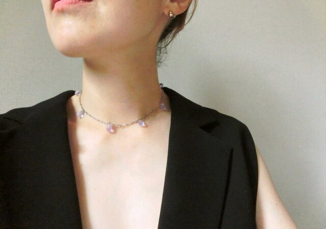 drop lace necklace -mist- | iichi 日々の暮らしを心地よくするハンドメイドやアンティークのマーケットプレイス