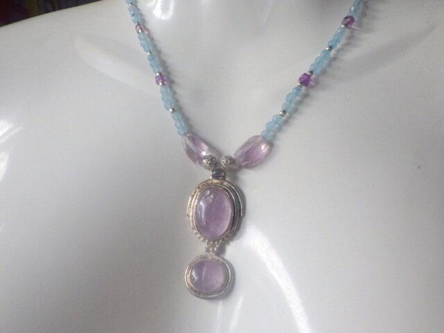 Calm Sea Goddess 海の女神のアメジスト☆ステートメントネックレス | iichi 日々の暮らしを心地よくするハンドメイドやアンティークのマーケットプレイス