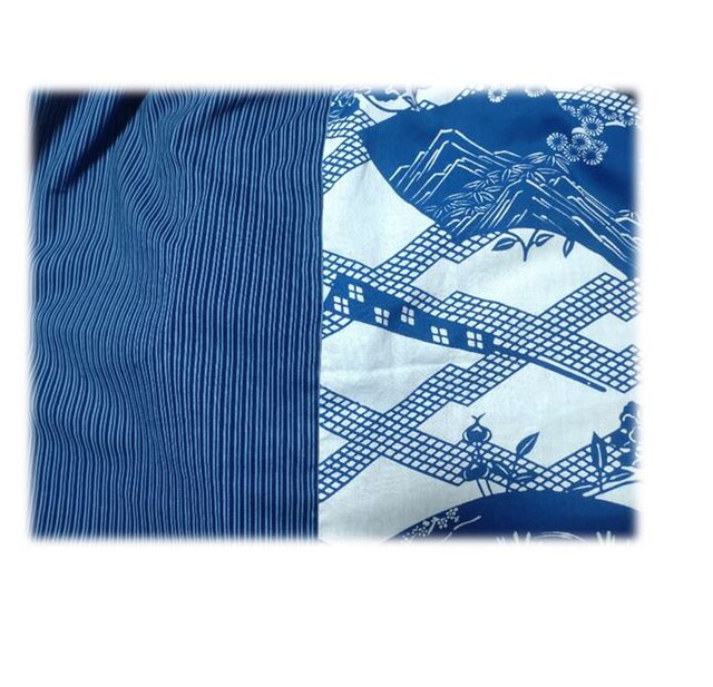 43 ツーピース デッドストック2種類の浴衣地 1点物 明るい青 フレアスカート クロップド丈プルオーバー 和洋服 | iichi 日々の暮らしを心地よくするハンドメイドやアンティークの ...