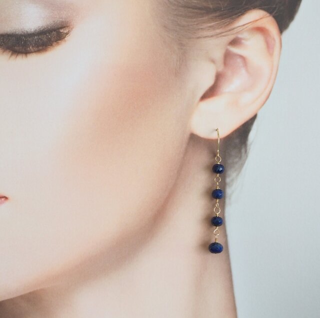 ラピスラズリのピアス 14kgf | iichi 日々の暮らしを心地よくするハンドメイドやアンティークのマーケットプレイス