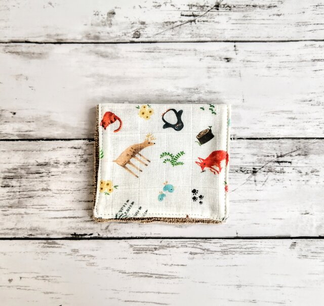 動物達 ハーフハンカチ ガーゼハンカチ タオルハンカチ ダブルガーゼ マイクロファイバー 小さい | iichi 日々の暮らしを心地よくするハンドメイドやアンティークのマーケットプレイス