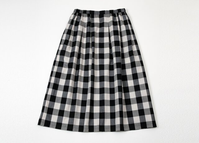 #444タックギャザースカート(ブロックチェック) | iichi 日々の暮らしを心地よくするハンドメイドやアンティークのマーケットプレイス