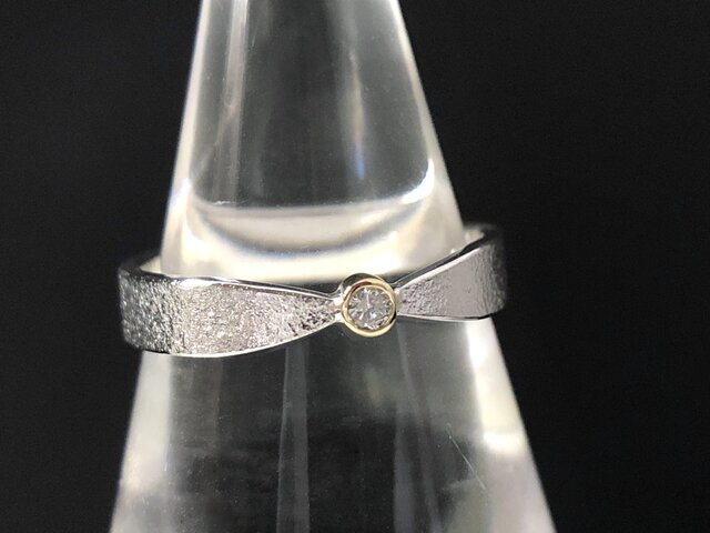 Reticulated silver ring / K18YG Wh dia solitaire ダイヤモンドソリテールドリング | iichi 日々の暮らしを心地よくするハンドメイドや ...