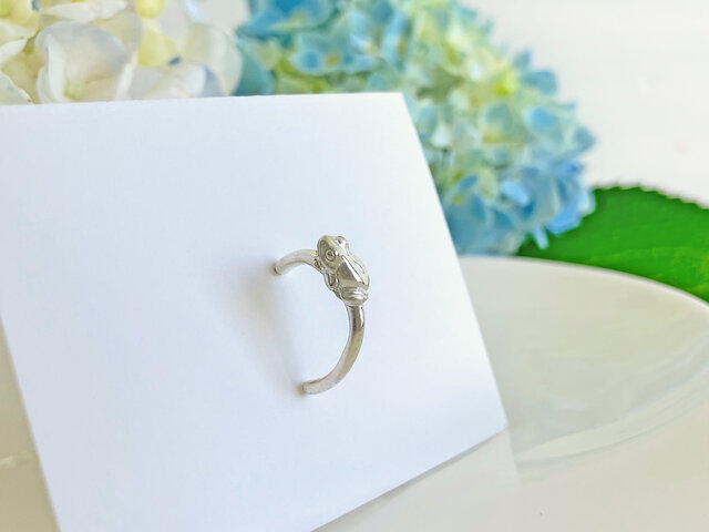 小さなカエルのフープピアス | iichi 日々の暮らしを心地よくするハンドメイドやアンティークのマーケットプレイス