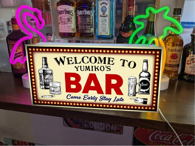 【名前変更無料】ホームバー BAR 宅飲み パーティー ウイスキー ビール 酒 壁掛け 照明 看板 置物 雑貨 ライトBOX | iichi 日々の暮らしを心地よくするハンドメイドや ...