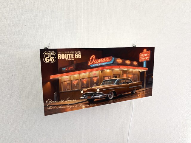 【Lサイズ】ダイナー アメ車 ルート66 ガレージ 店舗 自宅 壁掛け 照明 ランプ 看板 置物 アメリカン雑貨 ライトBOX | iichi 日々の暮らしを心地よくするハンドメイドや ...