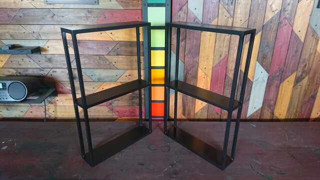 マットブラックでアイアンな角鉄鉄脚♪ 100×400×650mm 日型 2脚ver. ダイニングテーブル | iichi 日々の暮らしを心地よくするハンドメイドやアンティークのマーケットプレイス