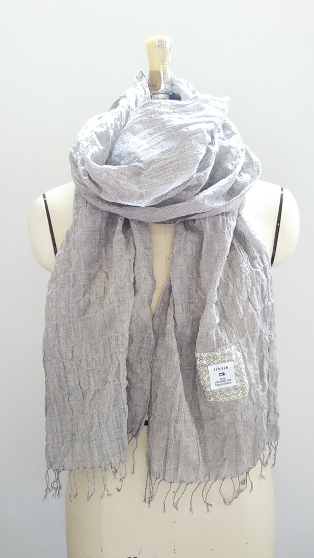 ボイルシャーリングのストール 千鳥格子×リバティ 約37cm幅 モカ | iichi 日々の暮らしを心地よくするハンドメイドやアンティークのマーケットプレイス