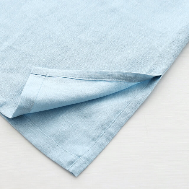 リネンラウンドネック サックワンピース 大人のゆったりワンピ （ライトブルー）OP19 | iichi 日々の暮らしを心地よくするハンドメイドやアンティークのマーケットプレイス