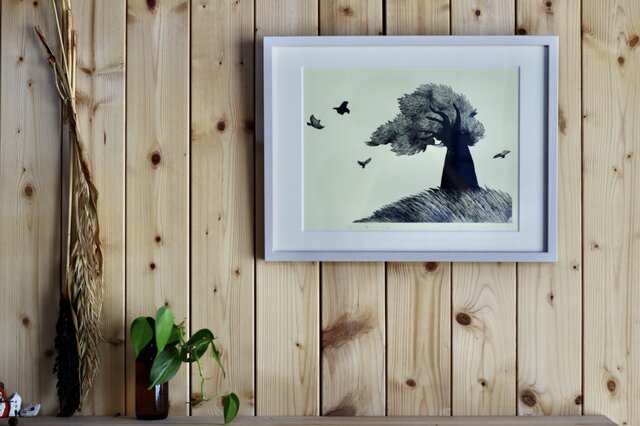 「風のふく丘」紙版画 シート | iichi 日々の暮らしを心地よくするハンドメイドやアンティークのマーケットプレイス
