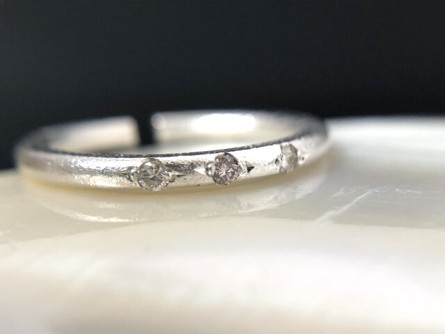 【size order】murmurer / brown diamonds silver ring ダイアモンドオープンリング | iichi 日々の暮らしを心地よくするハンドメイドや ...