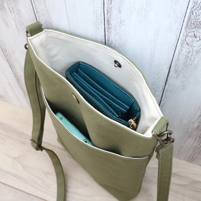 長財布がすっぽり入る大人の帆布ミニショルダーバッグ ポシェット ミニバッグ 帆布バッグ No.376 | iichi 日々の暮らしを心地よくするハンドメイドやアンティークのマーケットプレイス