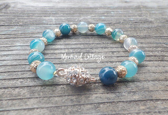 Treasure of Ryugu Castle 竜宮城の宝物 II ☆Ocean Agate Bracelet | iichi 日々の暮らしを心地よくするハンドメイドやアンティークの ...