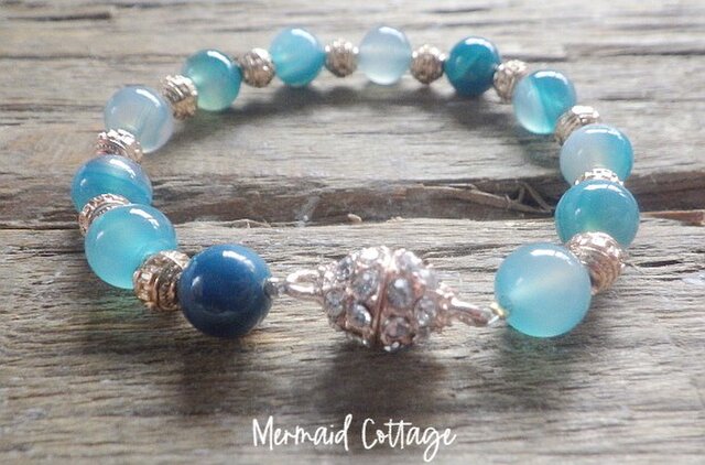Treasure of Ryugu Castle 竜宮城の宝物 II ☆Ocean Agate Bracelet | iichi 日々の暮らしを心地よくするハンドメイドやアンティークの ...