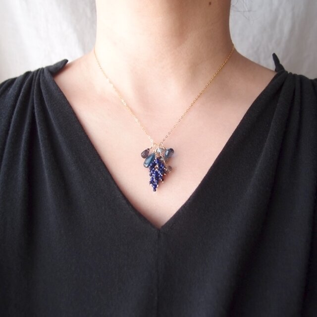 Necklace Charm Set【K14gf】Kyanite × LondonblueTopaz × LapisLazuli | iichi 日々の暮らしを心地よくするハンドメイドや ...