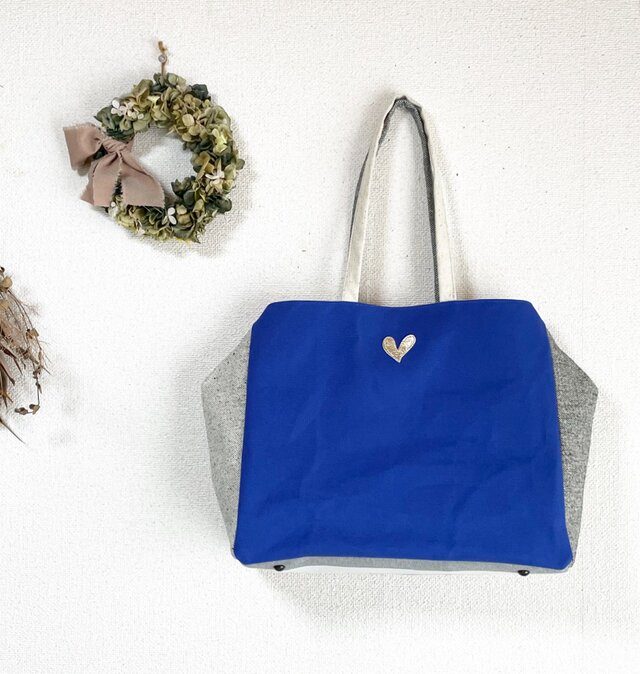 combine color Odekake to-to Lサイズ 倉敷8号帆布×遠州織物 mix | iichi 日々の暮らしを心地よくするハンドメイドやアンティークのマーケットプレイス