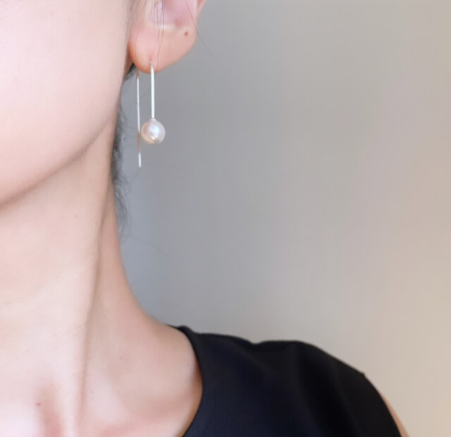 2way Swing Pearl ball silver925 サージカルステンレス パール | iichi 日々の暮らしを心地よくするハンドメイドやアンティークのマーケットプレイス