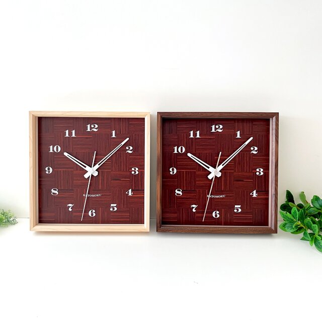 KATOMOKU square clock 4 H.メープル km-144HM 木製 無垢材 | iichi 日々の暮らしを心地よくするハンドメイドやアンティークのマーケットプレイス