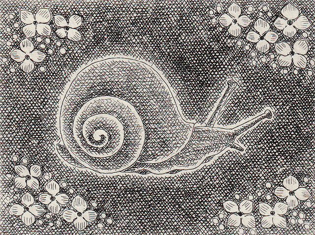 かたつむり・2024/銅版画(作品のみ） | iichi 日々の暮らしを心地よくするハンドメイドやアンティークのマーケットプレイス