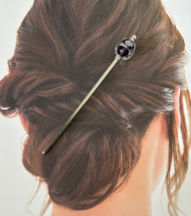 【訳有り・アウトレット品】かんざし 夏空の花火の様な紫のとんぼ玉 一本挿し 一本簪 トンボ玉 和風 | iichi 日々の暮らしを心地よくするハンドメイドやアンティークのマーケットプレイス