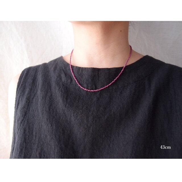 【K14gf・受注制作】Colored Stone Plane Necklace／Ruby（S size） | iichi 日々の暮らしを心地よくするハンドメイドやアンティークのマーケットプレイス