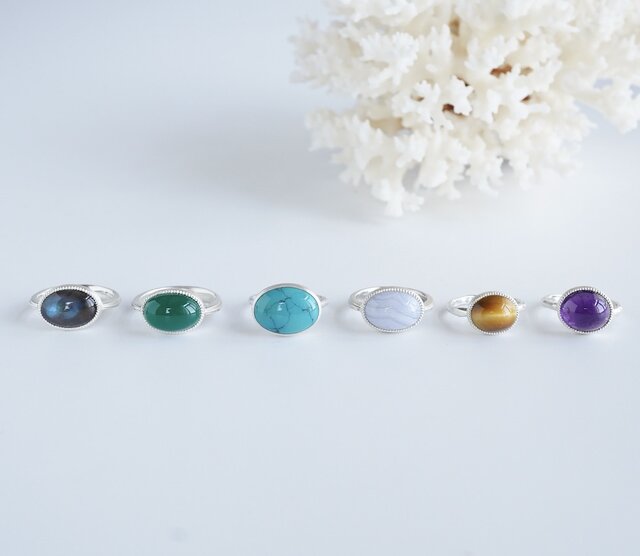 Blue Lace Agate ring [OP781SV] | iichi 日々の暮らしを心地よくするハンドメイドやアンティークのマーケットプレイス