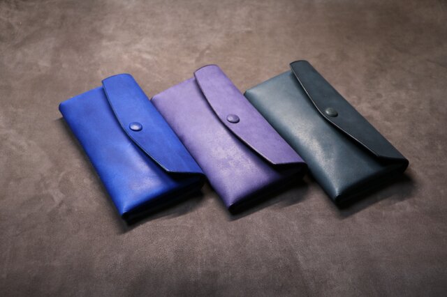 【ショート長財布】国産オイル スカイブルー EA-015 | iichi 日々の暮らしを心地よくするハンドメイドやアンティークのマーケットプレイス