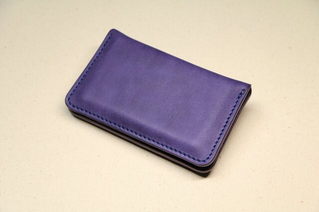 【薄マチ名刺入れ】国産オイル パープル EC-002 | iichi 日々の暮らしを心地よくするハンドメイドやアンティークのマーケットプレイス