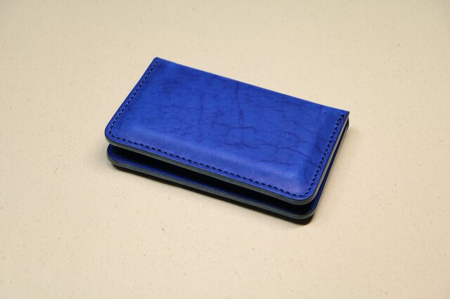 【薄マチ名刺入れ】国産オイル コバルト EC-002 | iichi 日々の暮らしを心地よくするハンドメイドやアンティークのマーケットプレイス