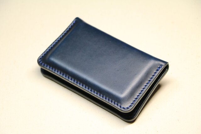 【薄マチ名刺入れ】ブッテーロ ネイビー EC-002 | iichi 日々の暮らしを心地よくするハンドメイドやアンティークのマーケットプレイス
