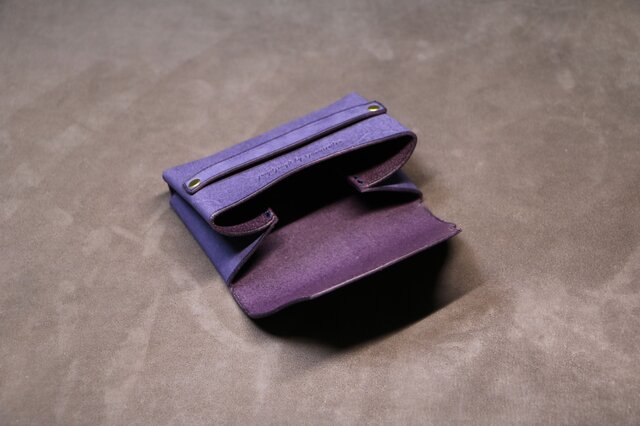 【ふんわり名刺入れ】国産オイル パープル EC-006 | iichi 日々の暮らしを心地よくするハンドメイドやアンティークのマーケットプレイス