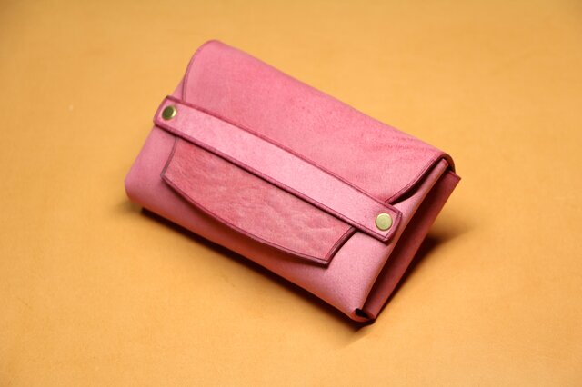 【ふんわり名刺入れ】アラスカレザー ピンク EC-006 | iichi 日々の暮らしを心地よくするハンドメイドやアンティークのマーケットプレイス