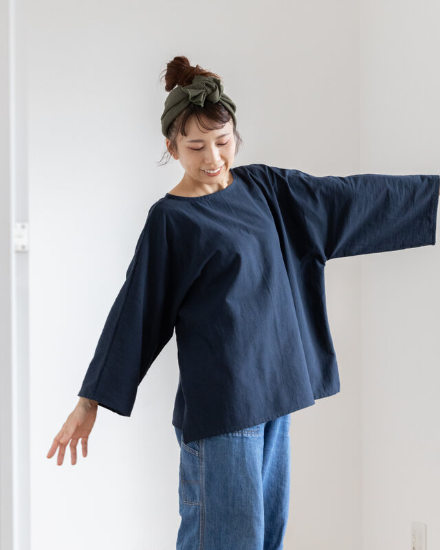【ネイビー】2way ゆったりプルオーバー コットン100% | iichi 日々の暮らしを心地よくするハンドメイドやアンティークのマーケットプレイス