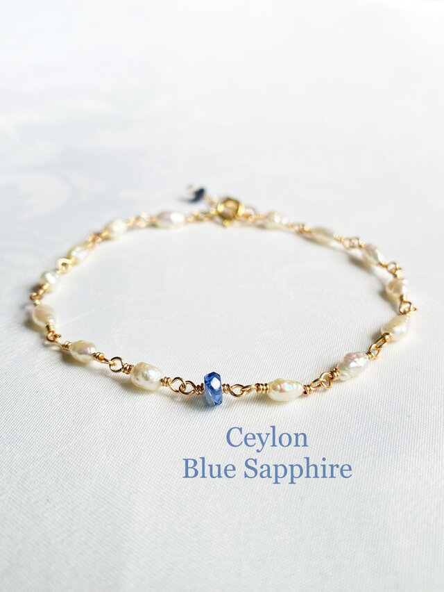 【幻想の淵】14kgf 美しいセイロンブルーサファイアのブレスレット ac/722 | iichi 日々の暮らしを心地よくするハンドメイドやアンティークのマーケットプレイス